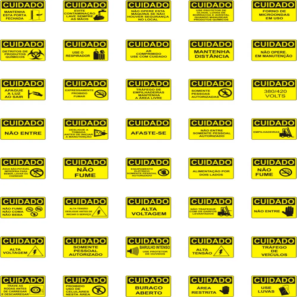 PLACAS DE SINALIZAÇÃO CUIDADO - VARIOS MODELOS | Locktag